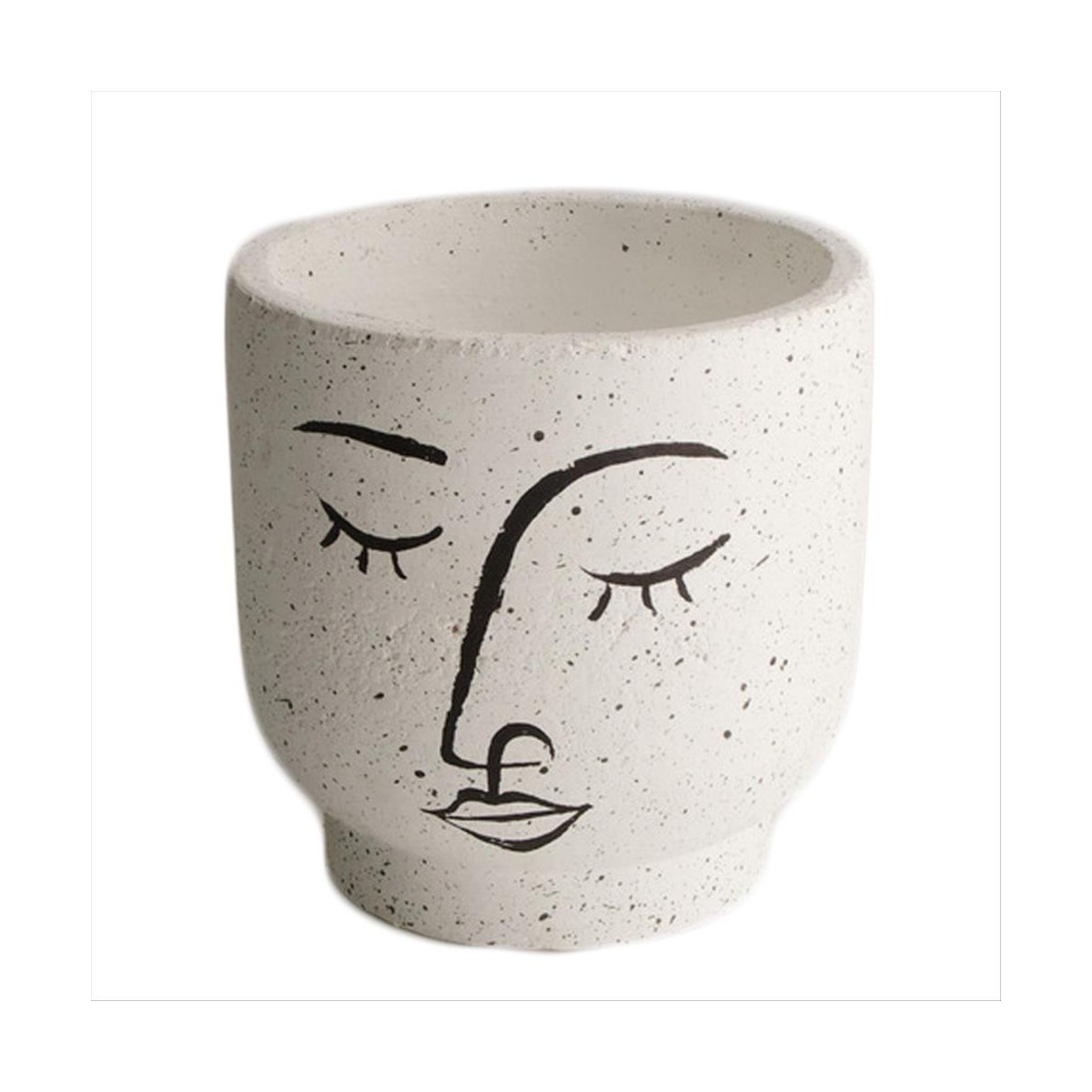 CERAMICA DIBUJO CARA 14.5x4.5x14cm BLANCO